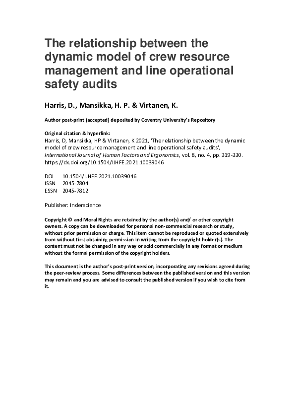 (PDF) The relationship between the dynamic model of crew resource ...