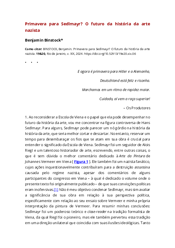 (PDF) 2024 - Tradução de "Springtime for Sedlmayr? The Future of Nazi ...