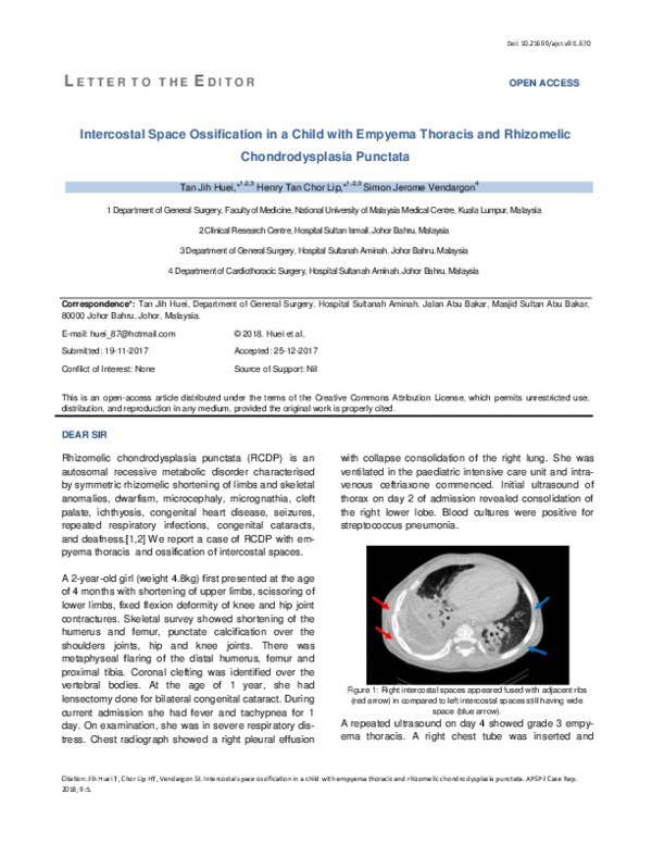 (PDF) Intercostal Space Ossification in a Child with Empyema Thoracis ...