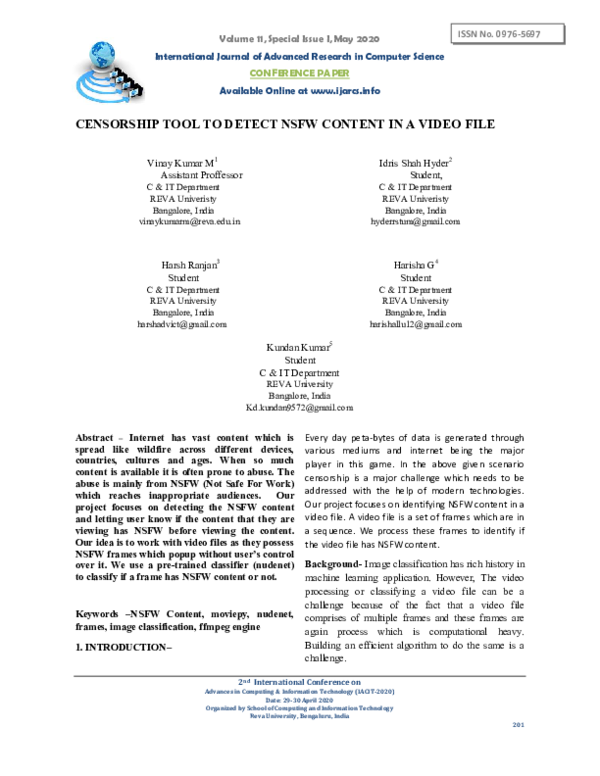 (PDF) Censorship Tool to Detect NSFW Content in a Video File