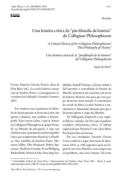 (PDF) Uma história crítica da “pós-filosofia da história” do Collegium ...