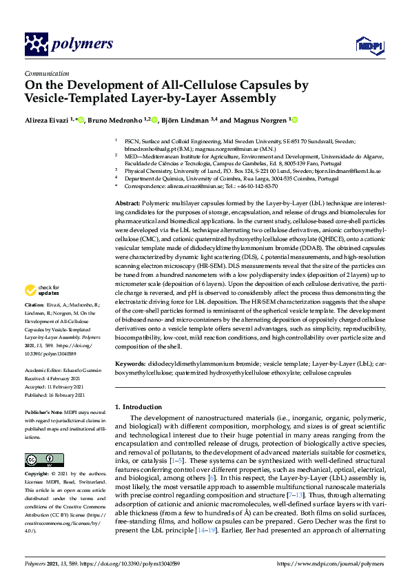 (PDF) On the Development of All-Cellulose Capsules by Vesicle-Templated ...