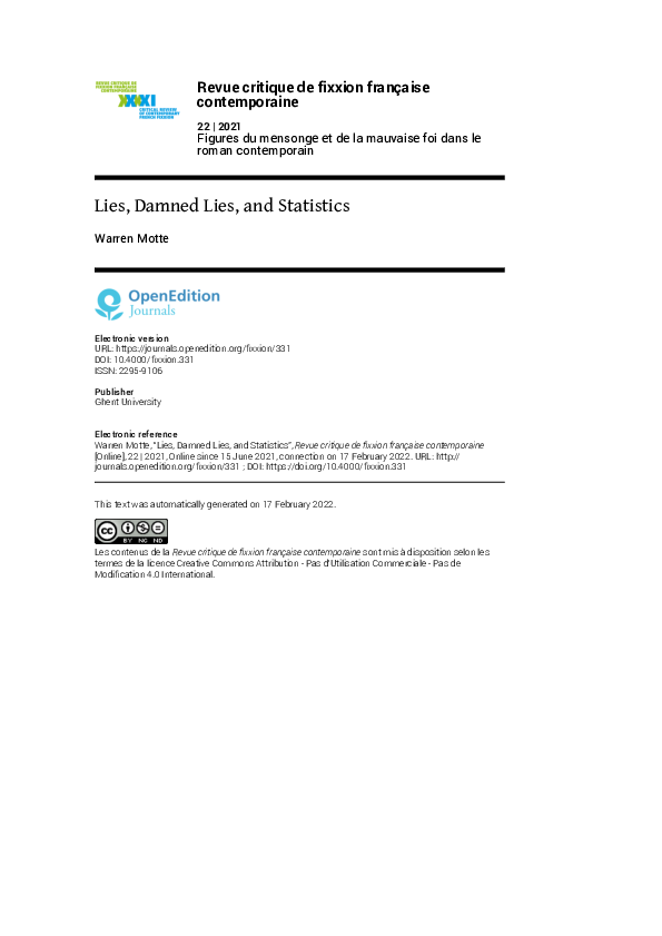 (PDF) Lies, Damned Lies, and Statistics