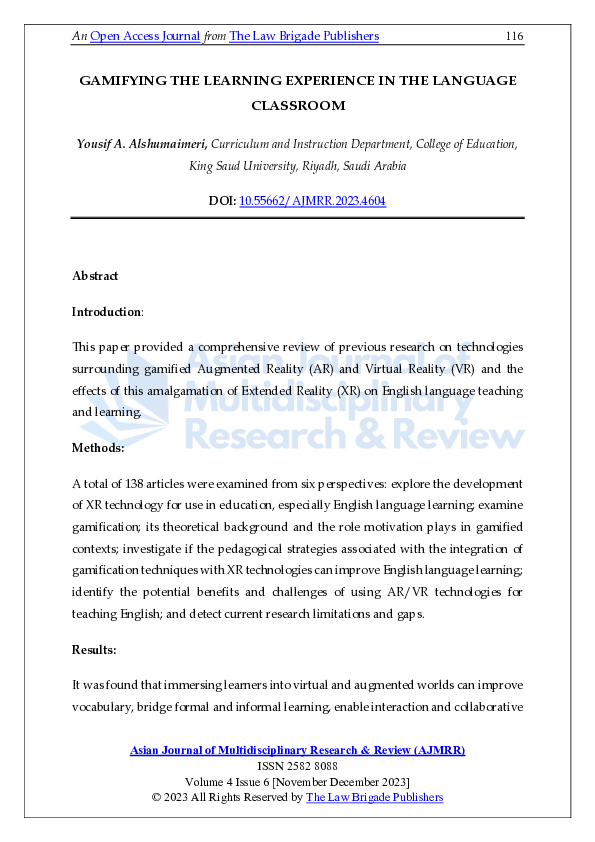 (PDF) GAMIFYING THE LEARNING EXPERIENCE IN THE LANGUAGE CLASSROOM