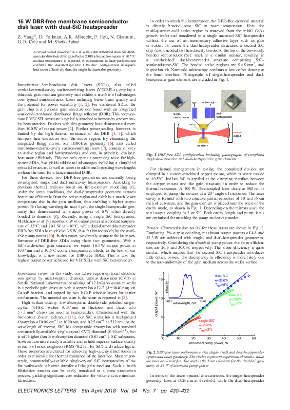 (PDF) 16 W DBR‐free membrane semiconductor disk laser with dual‐SiC ...