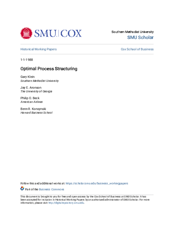 (PDF) Optimal Process Structuring