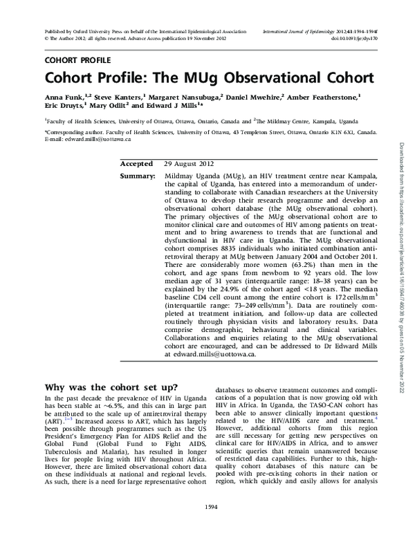 (PDF) Cohort Profile: The MUg Observational Cohort