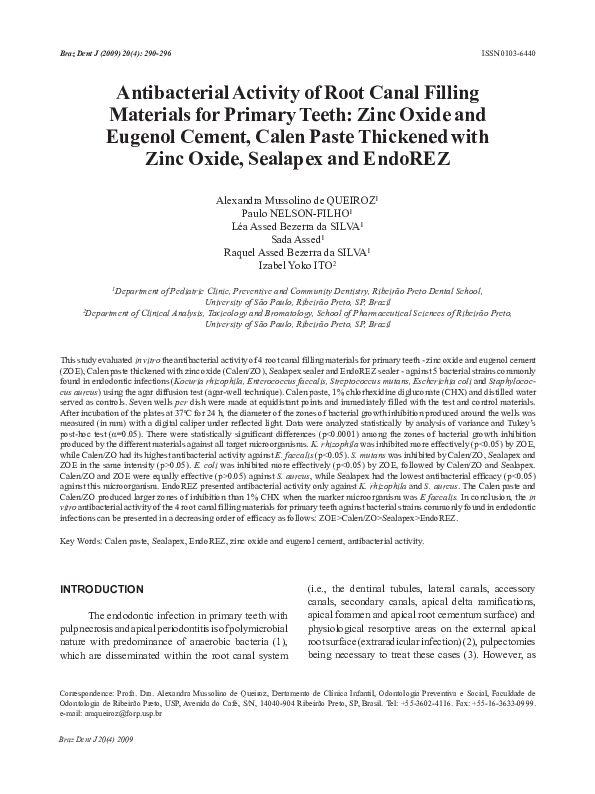 (PDF) Antibacterial activity of root canal filling materials for ...
