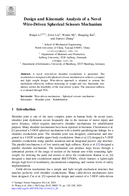 (PDF) Design and Kinematic Analysis of a Novel Wire-Driven Spherical ...