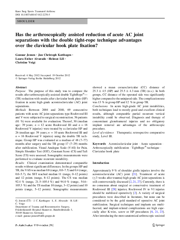 (PDF) Has the arthroscopically assisted reduction of acute AC joint ...