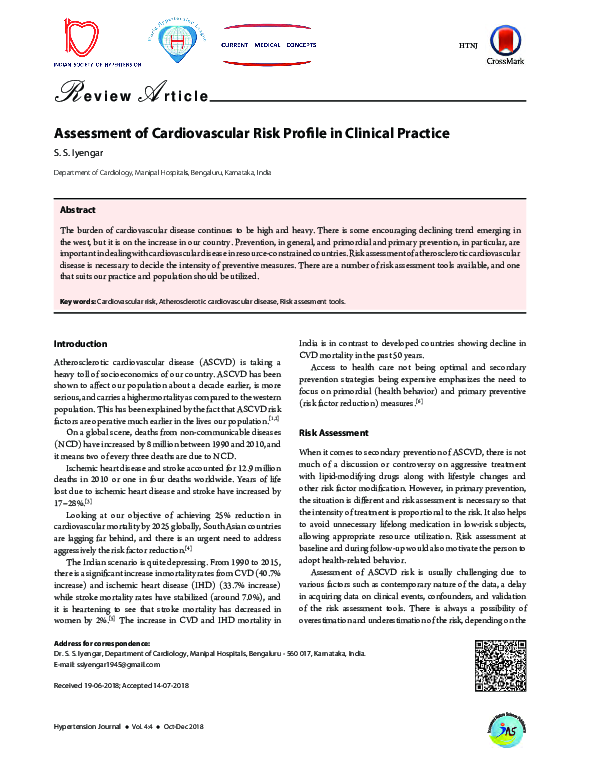 (PDF) Assessment of Cardiovascular Risk Profile in Clinical Practice