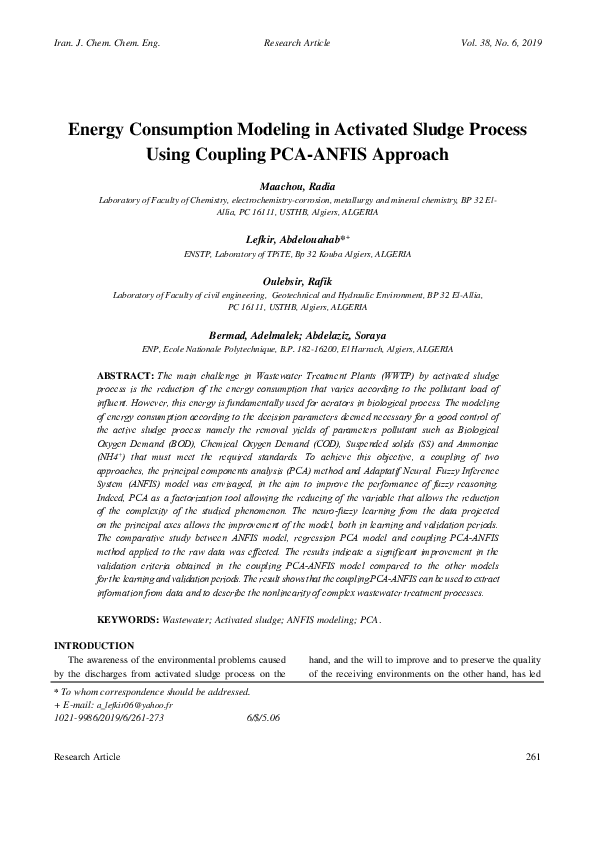 (PDF) Energy Consumption Modeling in Activated Sludge Process Using ...