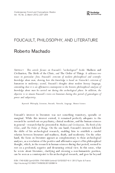 (PDF) Foucault, Philosophy, and Literature