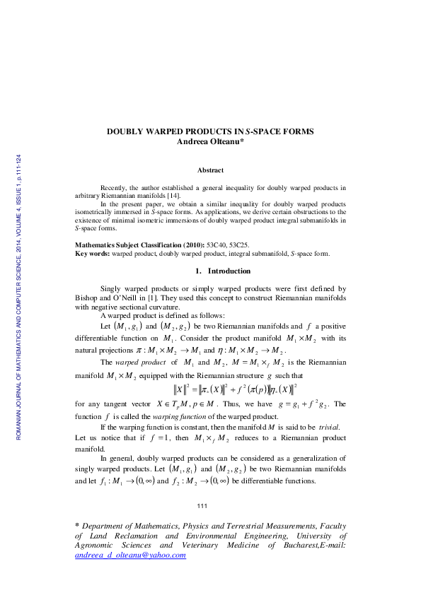(PDF) Doubly warped products in S-space forms