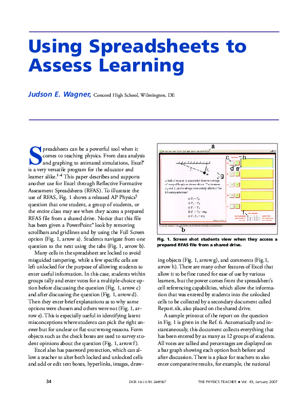 (PDF) Using Spreadsheets to Assess Learning