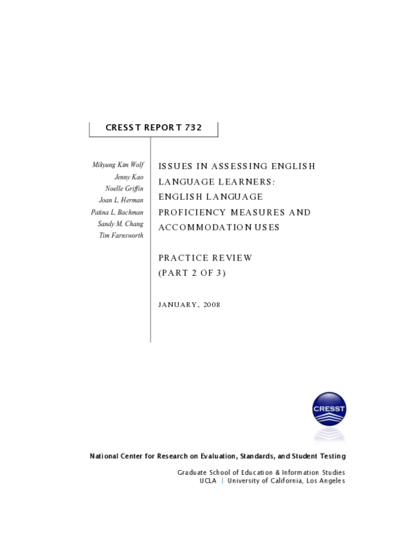 (PDF) Assessing English Language Learners' Proficiency