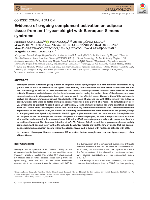 (PDF) Evidence of ongoing complement activation on adipose tissue from ...