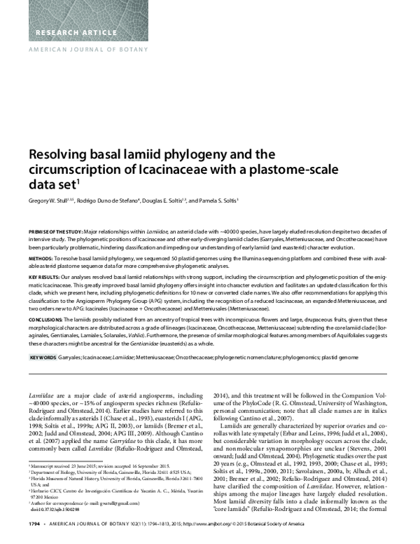 (PDF) Resolving basal lamiid phylogeny and the circumscription of ...