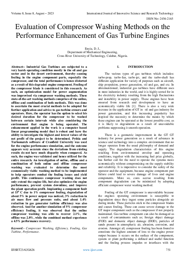 (PDF) Evaluation of Compressor Washing Methods on the Performance ...