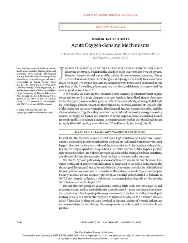 (PDF) Acute Oxygen Sensing Mechanisms