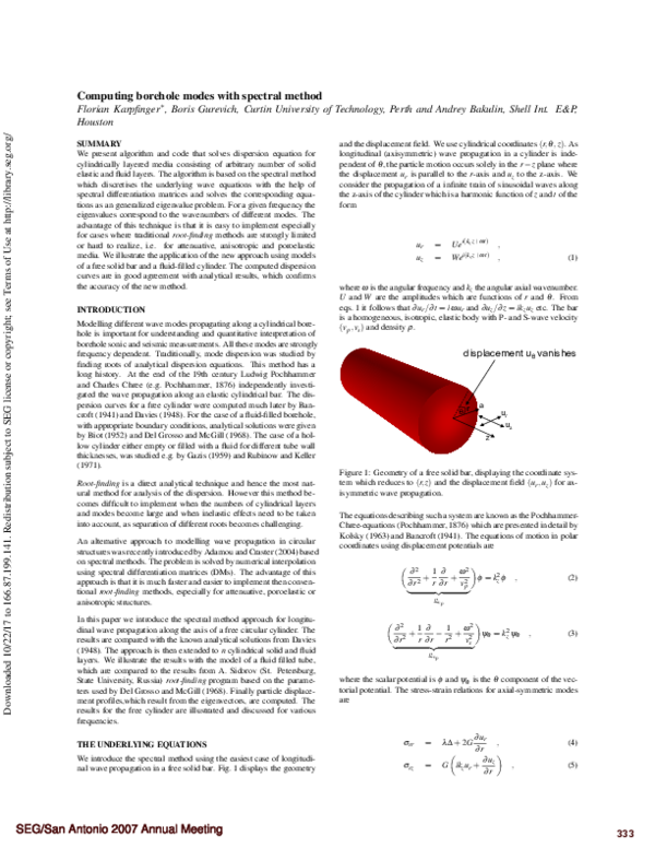 (PDF) Computing borehole modes with spectral method