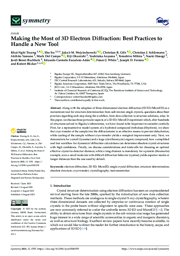 (PDF) Best Practices for 3D Electron Diffraction Techniques