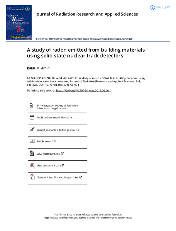 (PDF) A study of radon emitted from building materials using solid ...