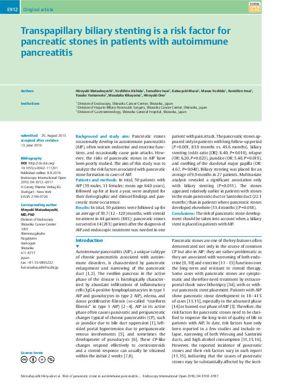 (PDF) Transpapillary biliary stenting is a risk factor for pancreatic ...