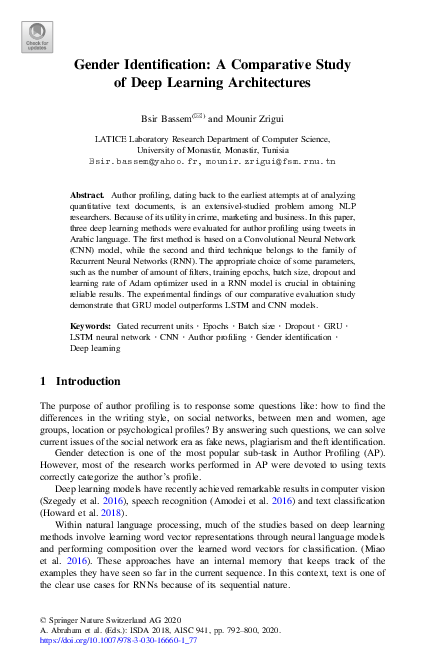 (PDF) Gender Identification: A Comparative Study of Deep Learning Architectures