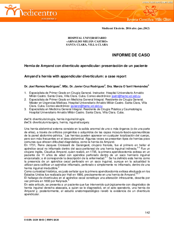 (PDF) Amyand's hernia with appendicular diverticulum: a case report ...