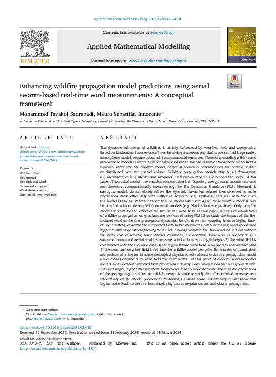 Pdf Enhancing Wildfire Propagation Model Predictions Using Aerial Swarm Based Real Time Wind