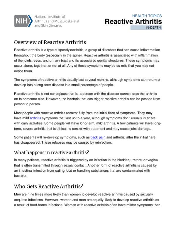 (PDF) An overview of reactive arthritis