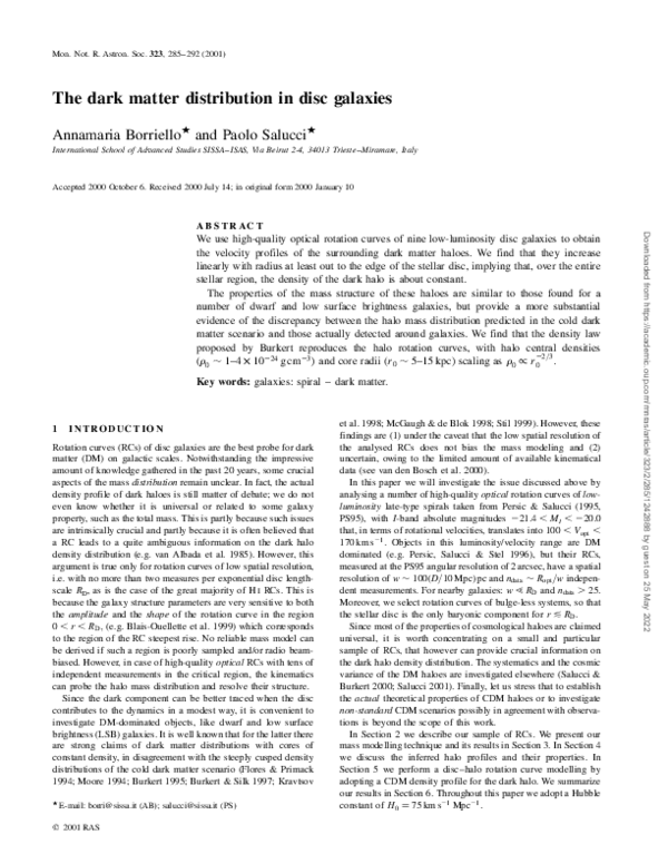(PDF) The dark matter distribution in disc galaxies