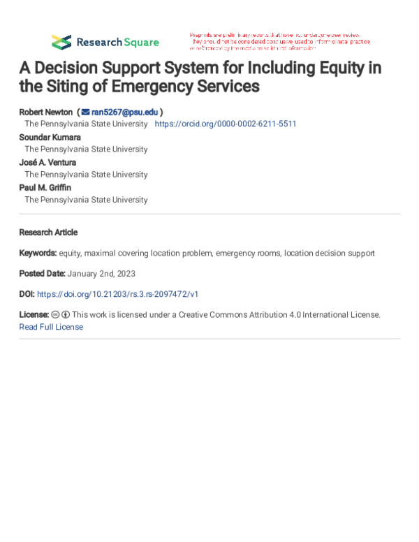 (PDF) A Decision Support System for Including Equity in the Siting of ...