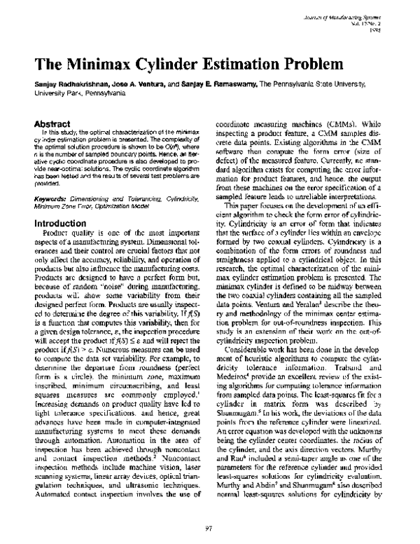 (PDF) The minimax cylinder estimation problem