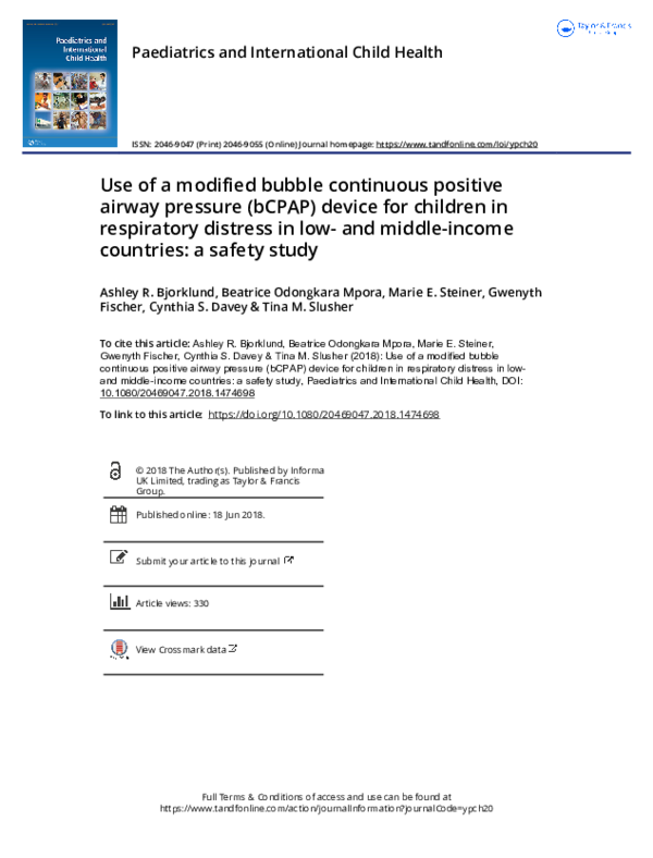 (PDF) Use of a modified bubble continuous positive airway pressure ...
