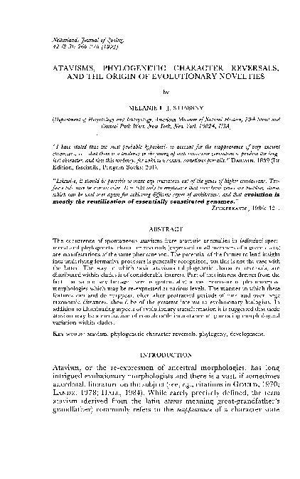 (PDF) Atavisms, Phylogenetic Character Reversals, and the Origin of ...