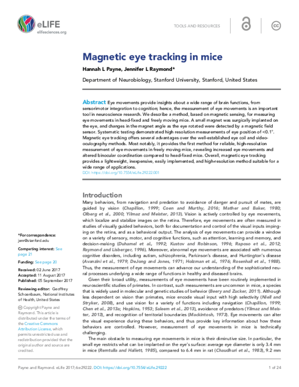 (PDF) Magnetic eye tracking in mice