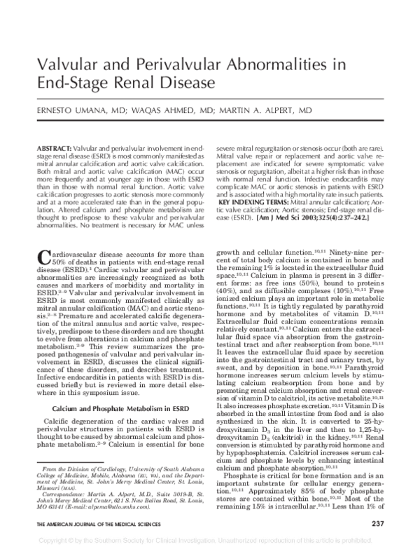 (PDF) Valvular and Perivalvular Abnormalities in End-Stage Renal ...