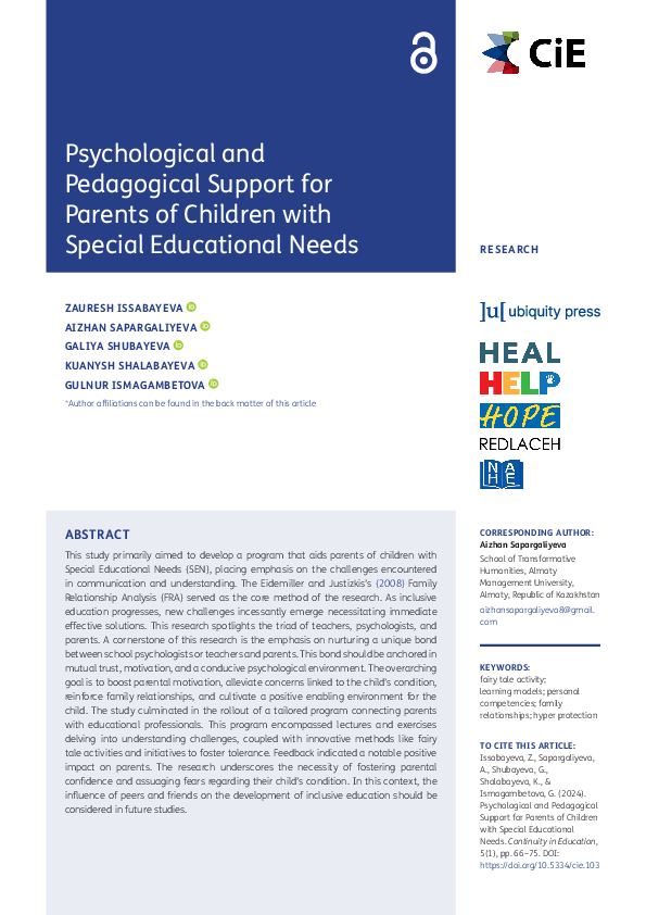 (PDF) Psychological and Pedagogical Support for Parents of Children ...