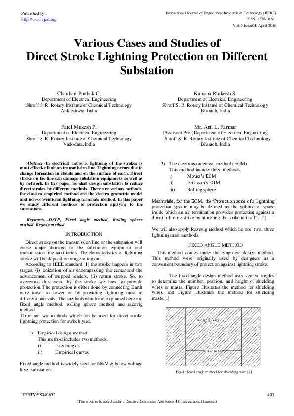 (PDF) Various Cases and Studies of Direct Stroke Lightning Protection ...