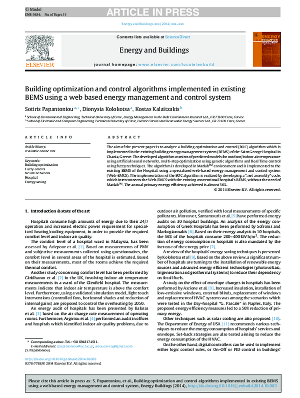 (PDF) Building optimization and control algorithms implemented in ...