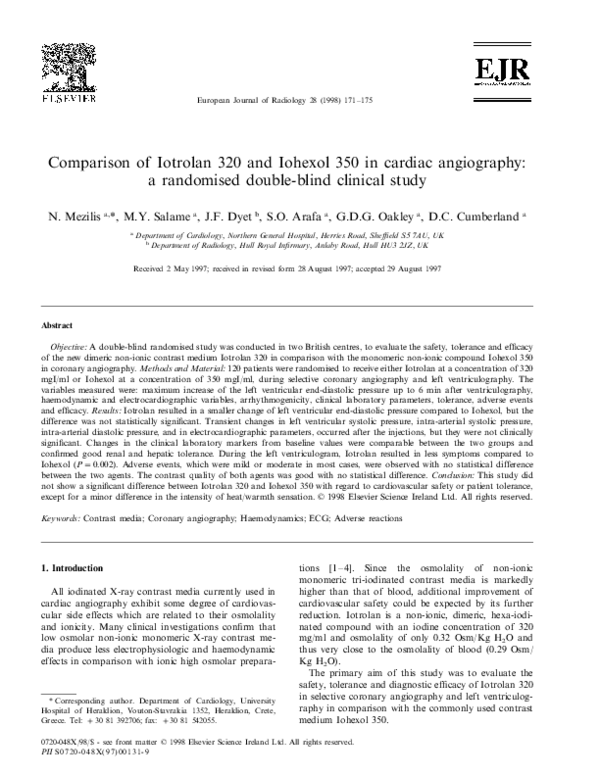 (PDF) Comparison of Iotrolan 320 and Iohexol 350 in cardiac angiography ...