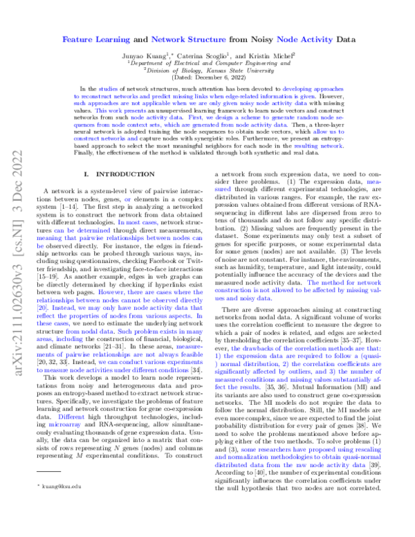 (PDF) Network Structure and Feature Learning from Rich but Noisy Data