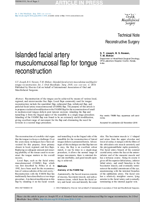 (PDF) Islanded facial artery musculo‐mucosal flap for partial ...