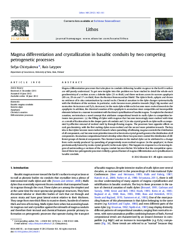 (PDF) Magma differentiation and crystallization in basaltic conduits by two competing ...