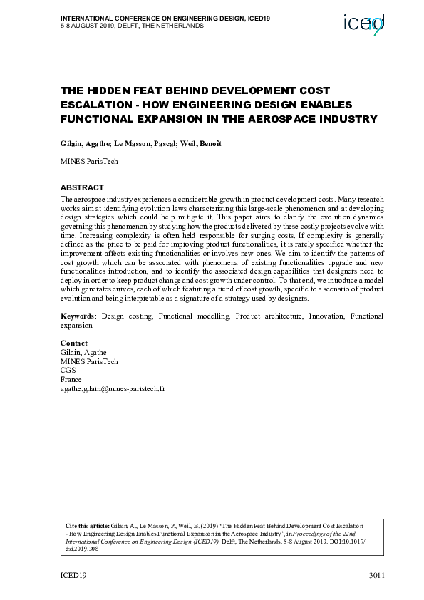 (PDF) The Hidden Feat Behind Development Cost Escalation - How Engineering Design Enables ...