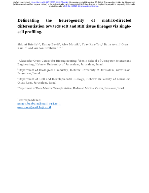 (PDF) Delineating the heterogeneity of matrix-directed differentiation ...