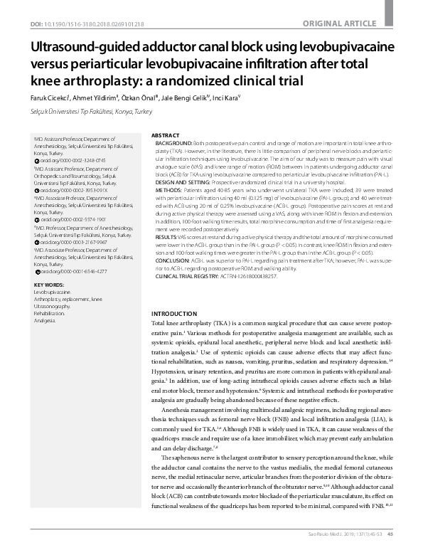 (PDF) Ultrasound-guided adductor canal block using levobupivacaine ...
