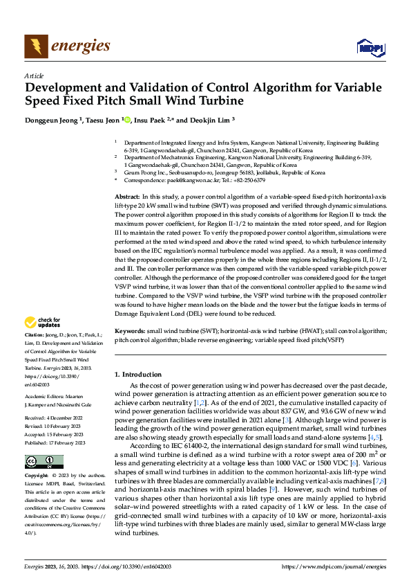 Pdf Development And Validation Of Control Algorithm For Variable
